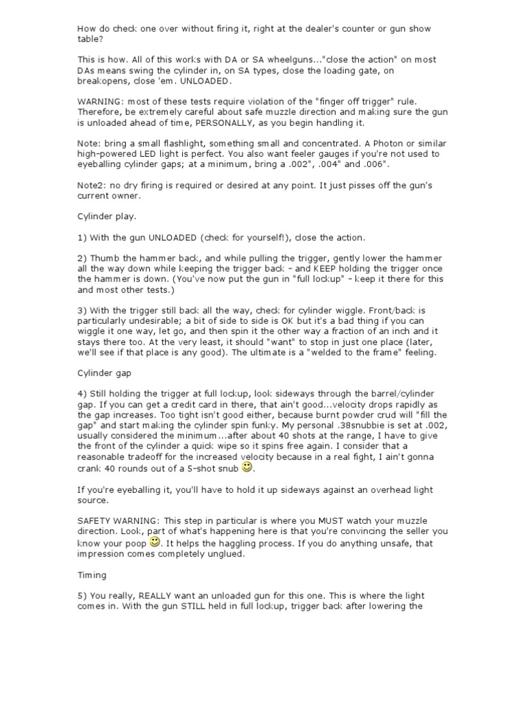 How Do I Check A Revolver Without Firing It | PDF | Trigger (Firearms ...