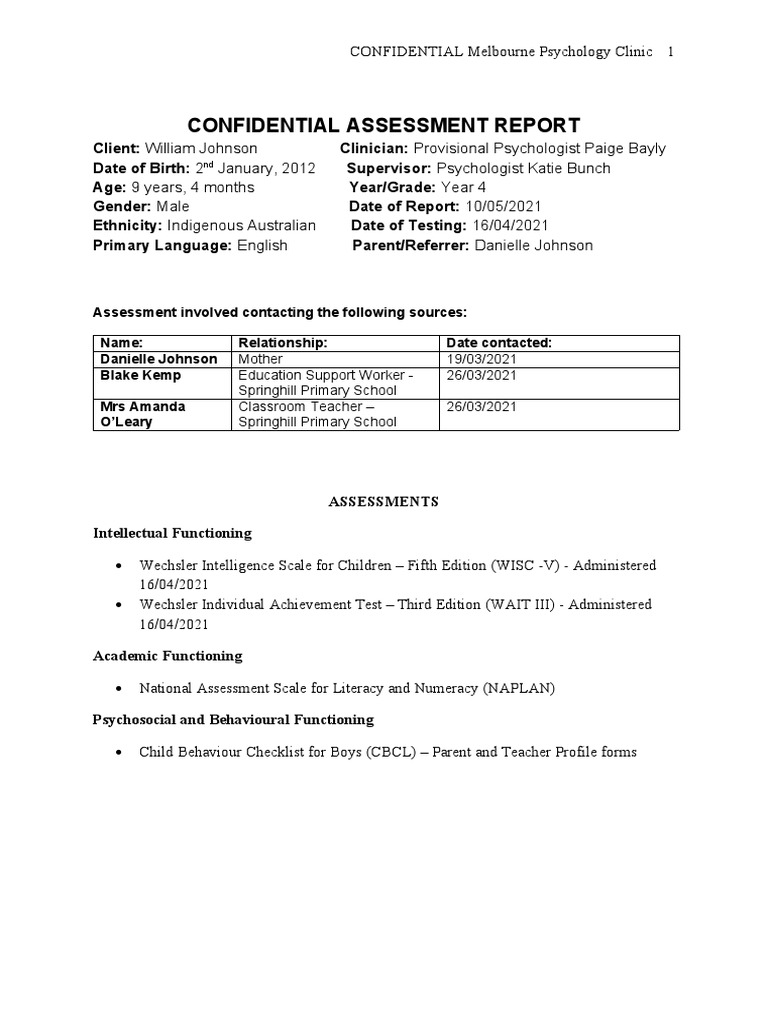 Confidential Assessment Report | PDF