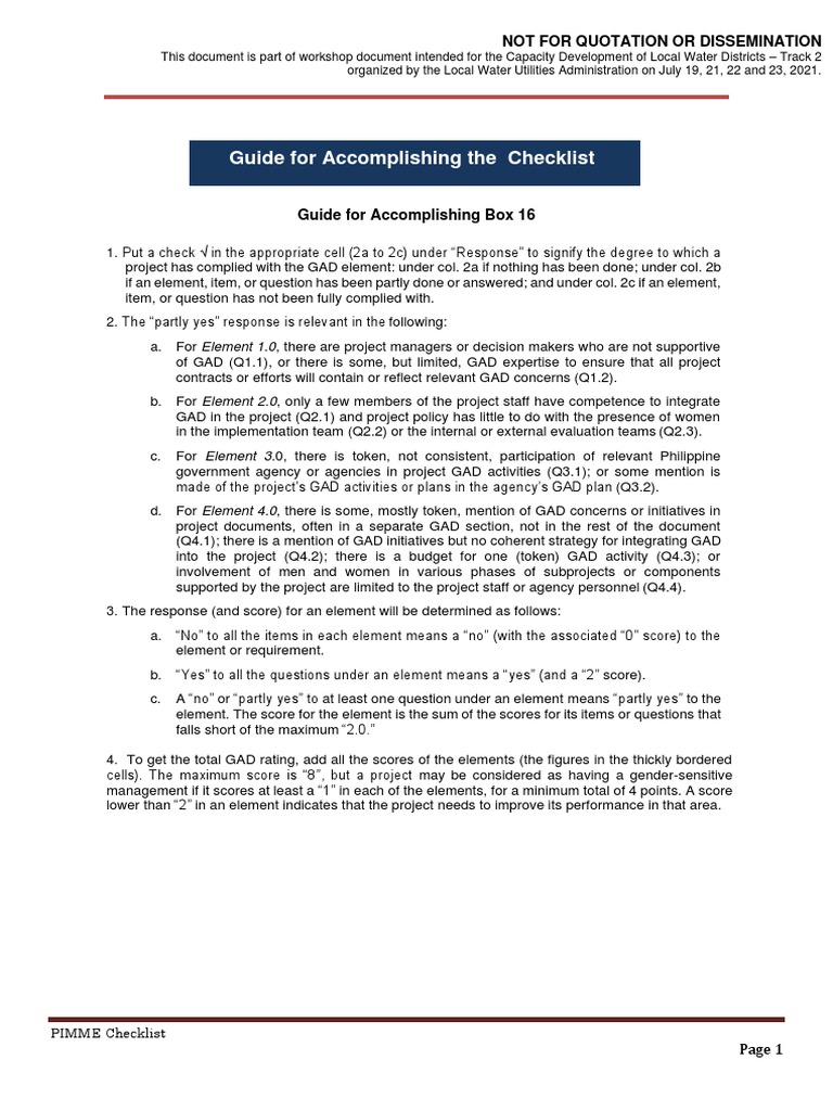 PIMME Checklist Guide | PDF | Gender | Gender Studies