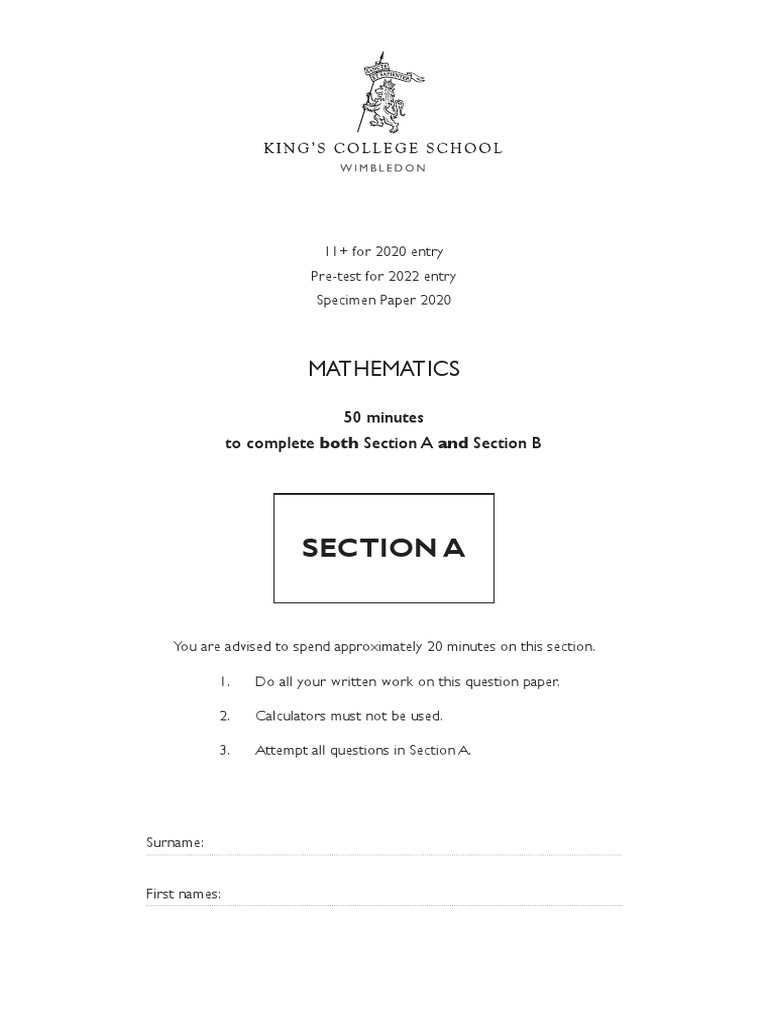 13 Maths Level 3 Non Calculator Paper Iseb June 2011 | Download Free ...