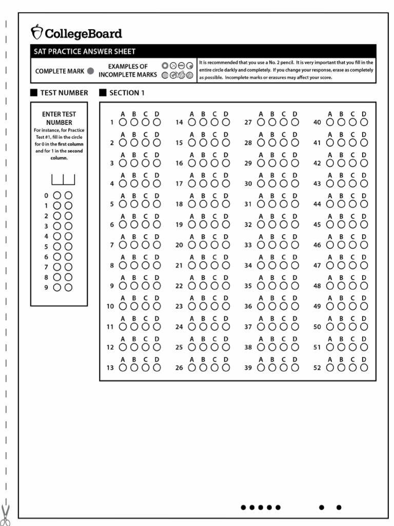 SAT OMR Sheet | PDF