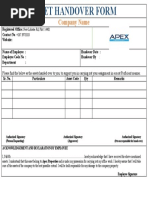 COMPANY Asset Handover Form | PDF