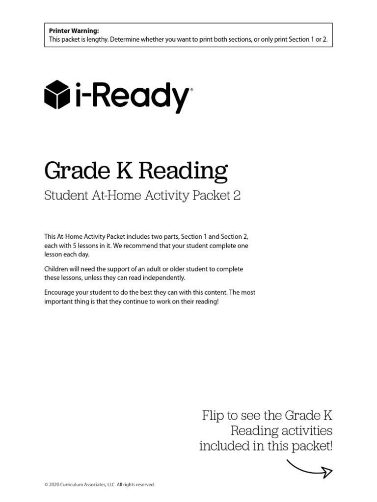 Iready at Home Activity Packets Student Ela Grade K P2 | PDF | Curriculum