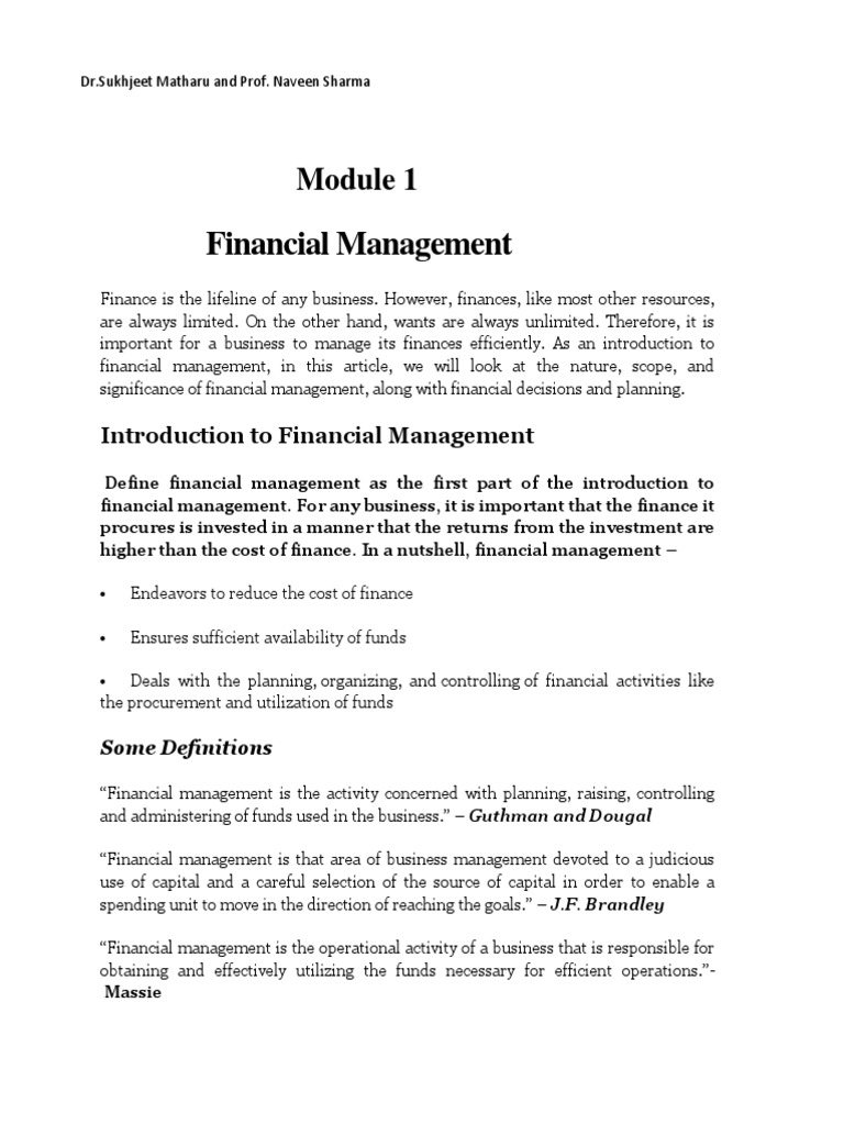 Financial Management 1 | PDF