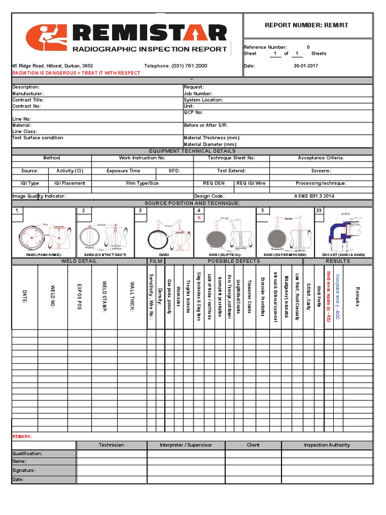 RT Report Template V1 | PDF | Welding | Construction