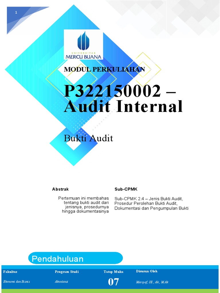 Jenis dan Prosedur Bukti Audit Internal | PDF