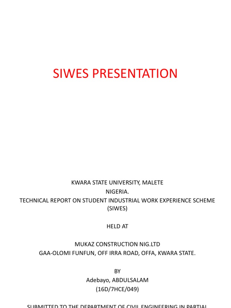 Siwes Presentation | PDF | Foundation (Engineering) | Concrete