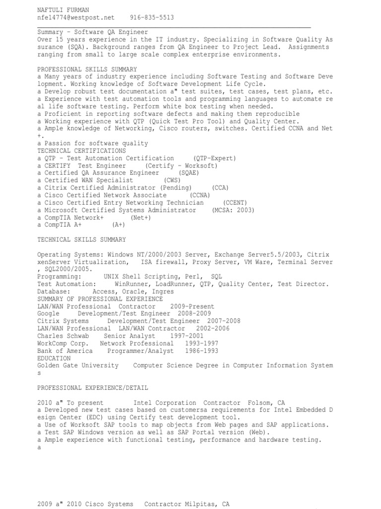 Qa Software Tester Or Sqa Or Automation Tester Pdf Software Testing Scripting Language 3725