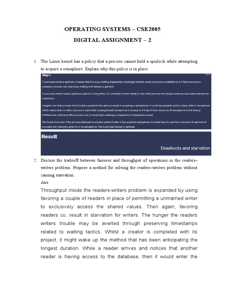 Operating Systems - Cse2005 Digital Assignment - 2 | PDF | Science & Mathematics