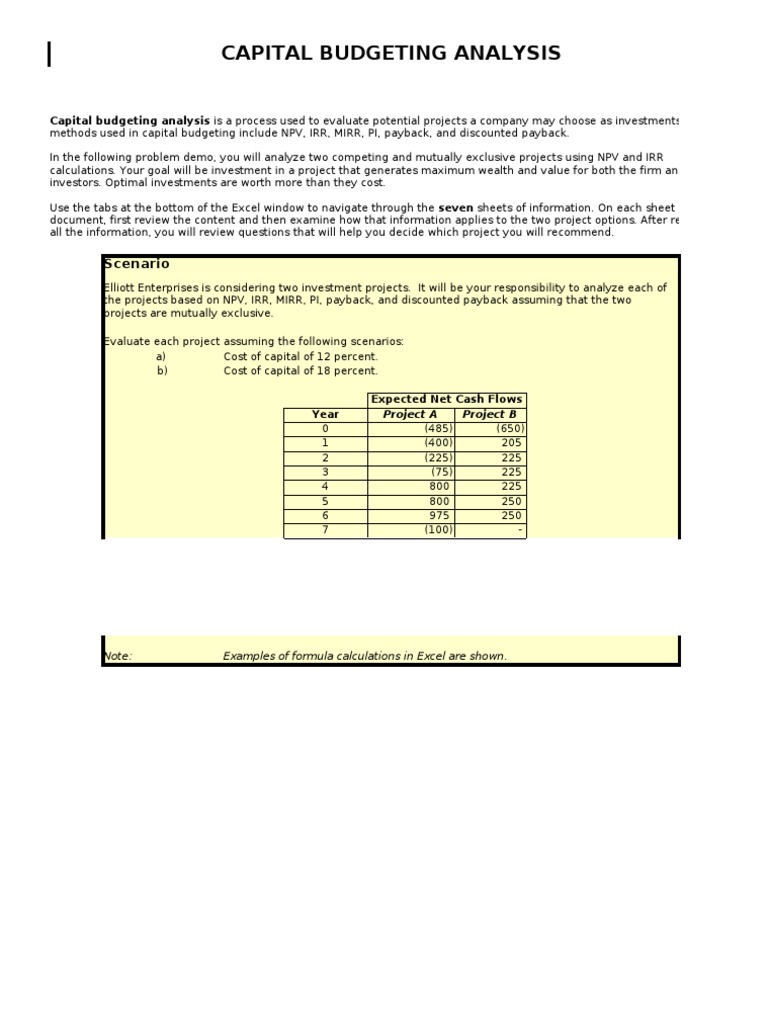 Capital Budgeting Analysis | PDF | Net Present Value | Internal Rate Of ...