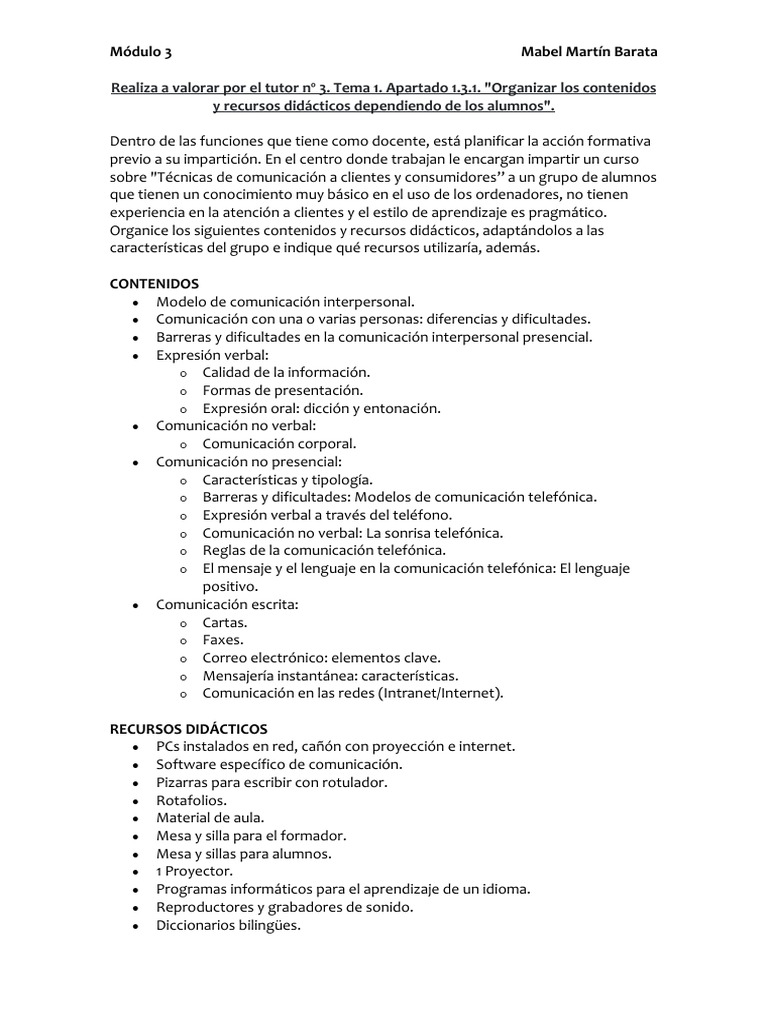 Realiza A Valorar Por El Tutor Nº 3 Tema 1 Ap 1.3.1 | PDF