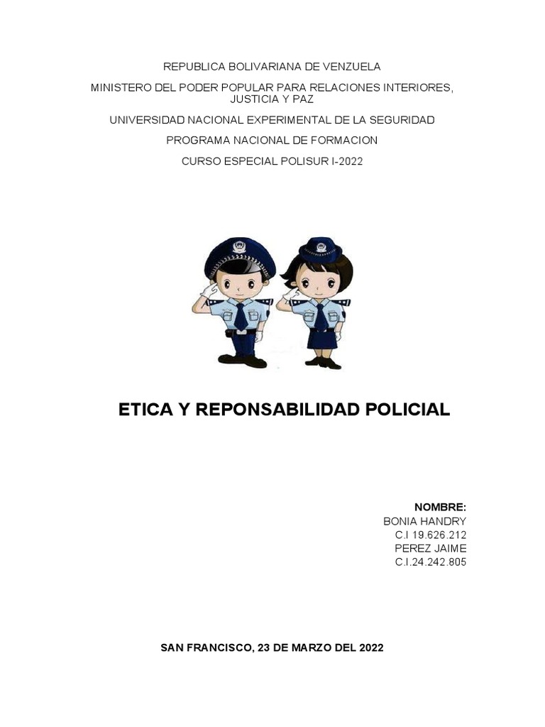 Etica Policial Deontologia Pdf Policía Institución