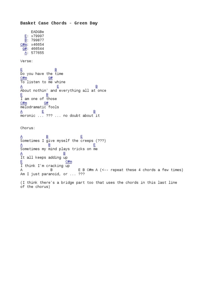 Basket Case - Green Day | PDF
