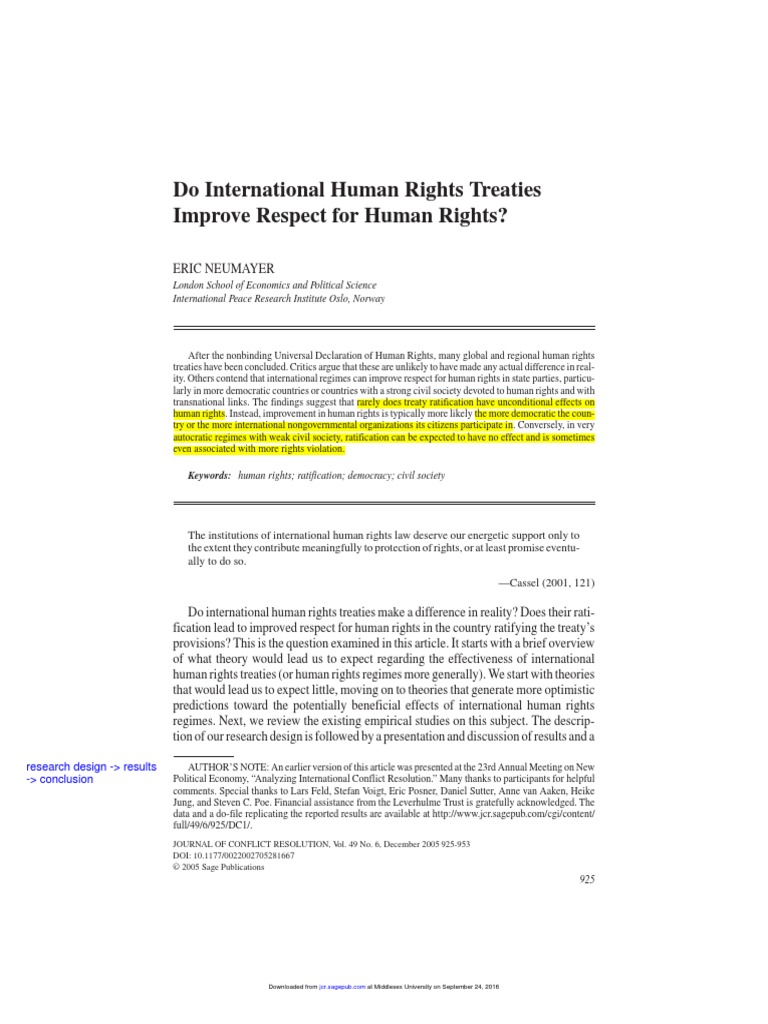 Do International Human Rights Treaties Improve Respect For Human Rights ...