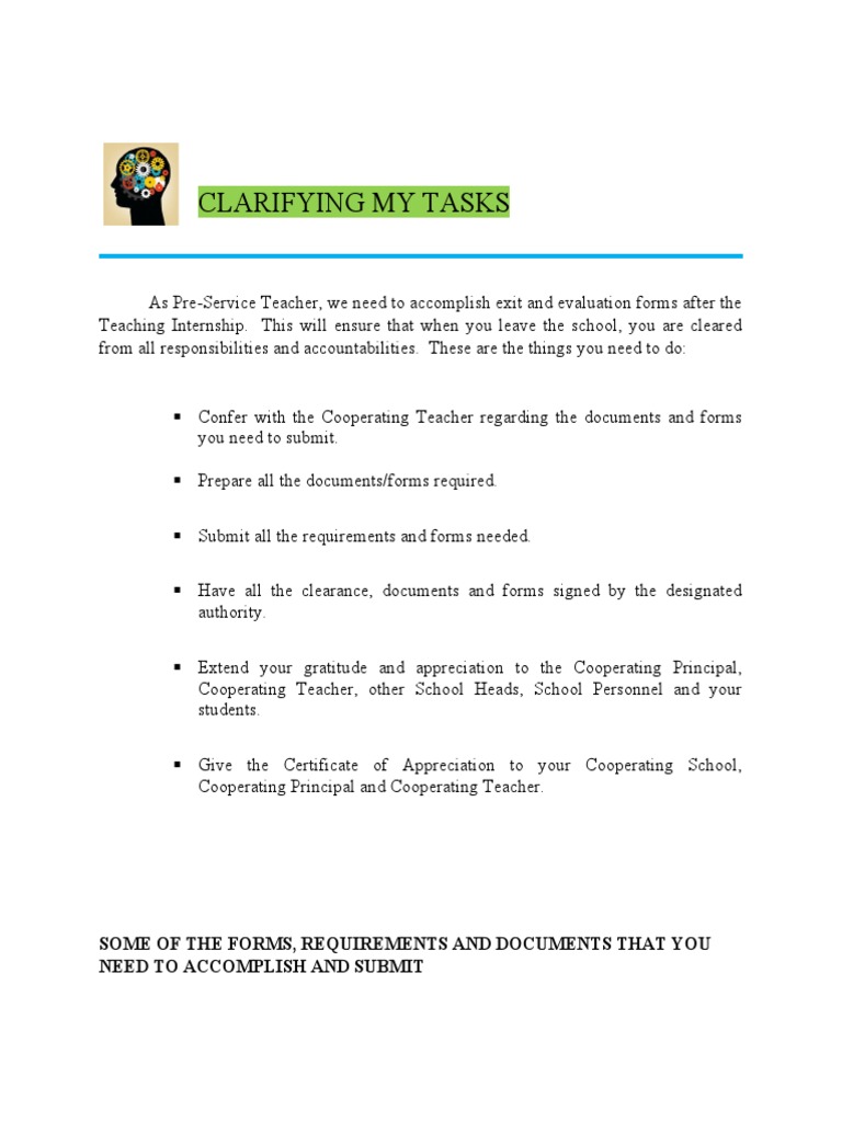 Clarifying My Tasks: Some of The Forms, Requirements and Documents That ...