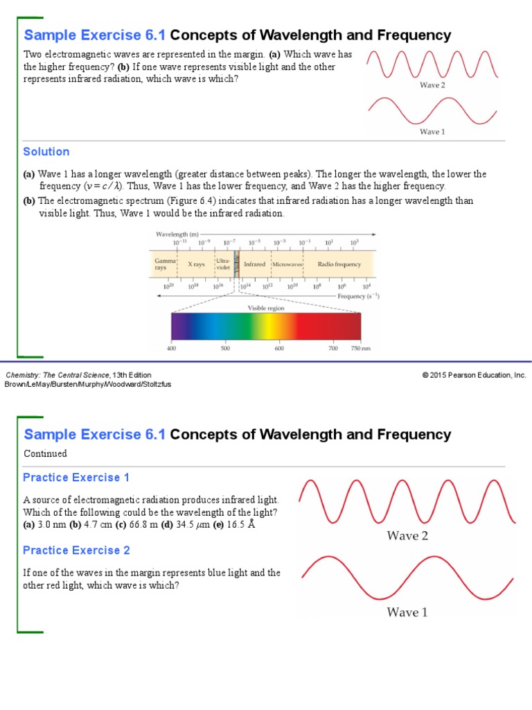 Concepts of Wavelength and Frequency: Sample Exercise 6.1 | PDF ...