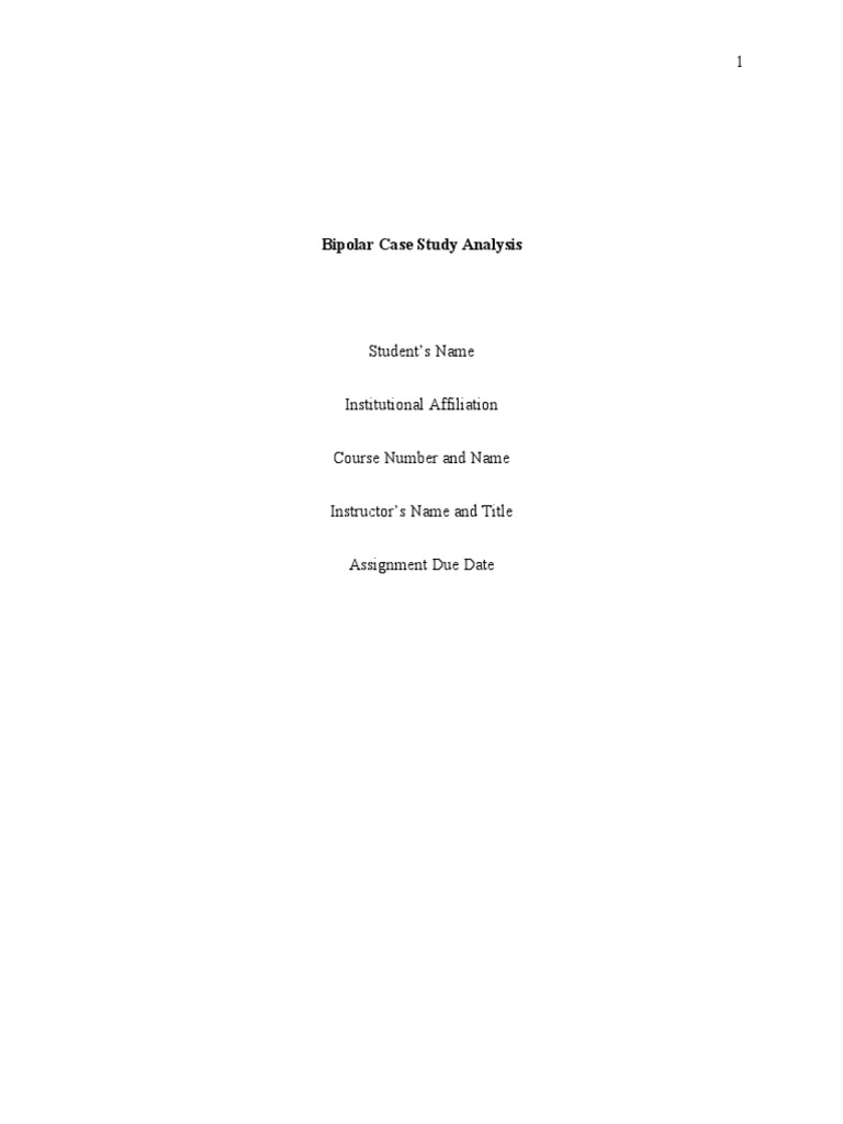 Bipolar Case Study Analysis Pdf Psychotherapy Bipolar Disorder
