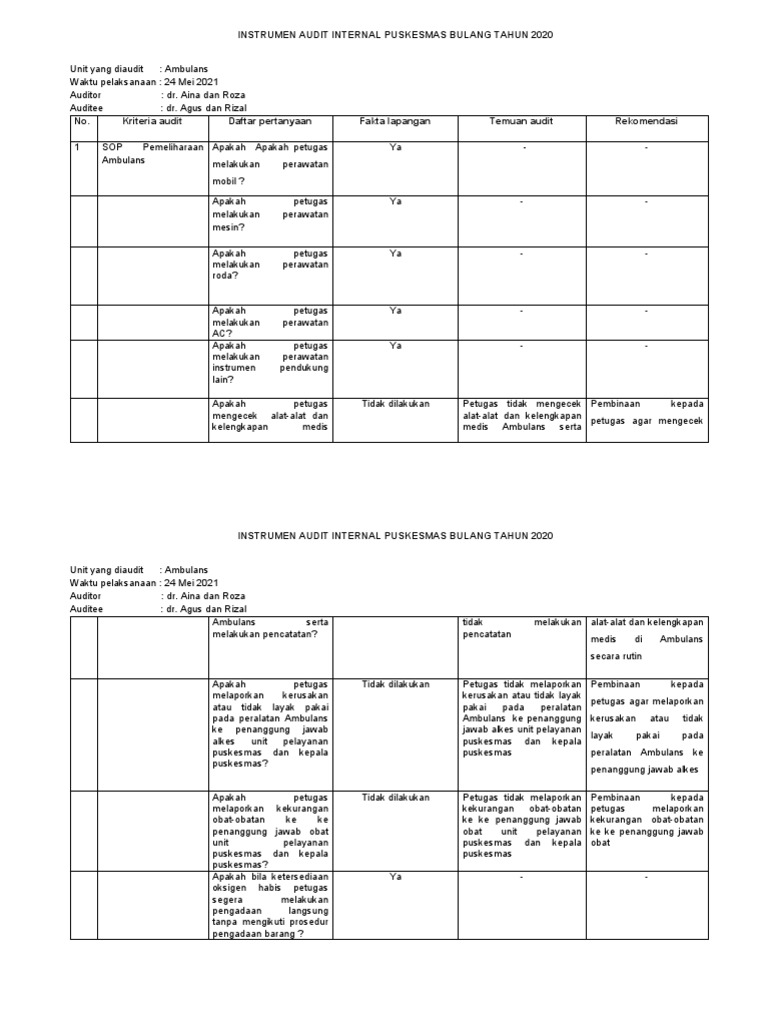 Instrumen Audit | PDF