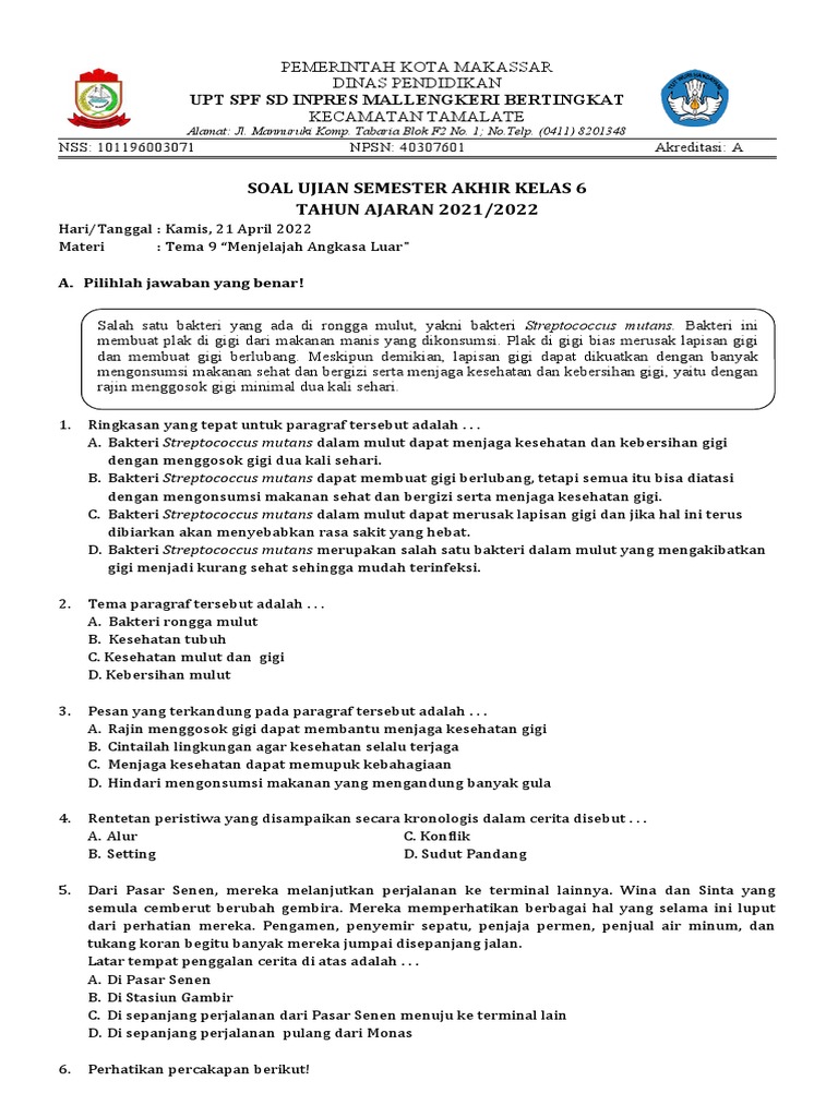 Salinan Pas Genap Tema 9 Kelas 6 Pdf