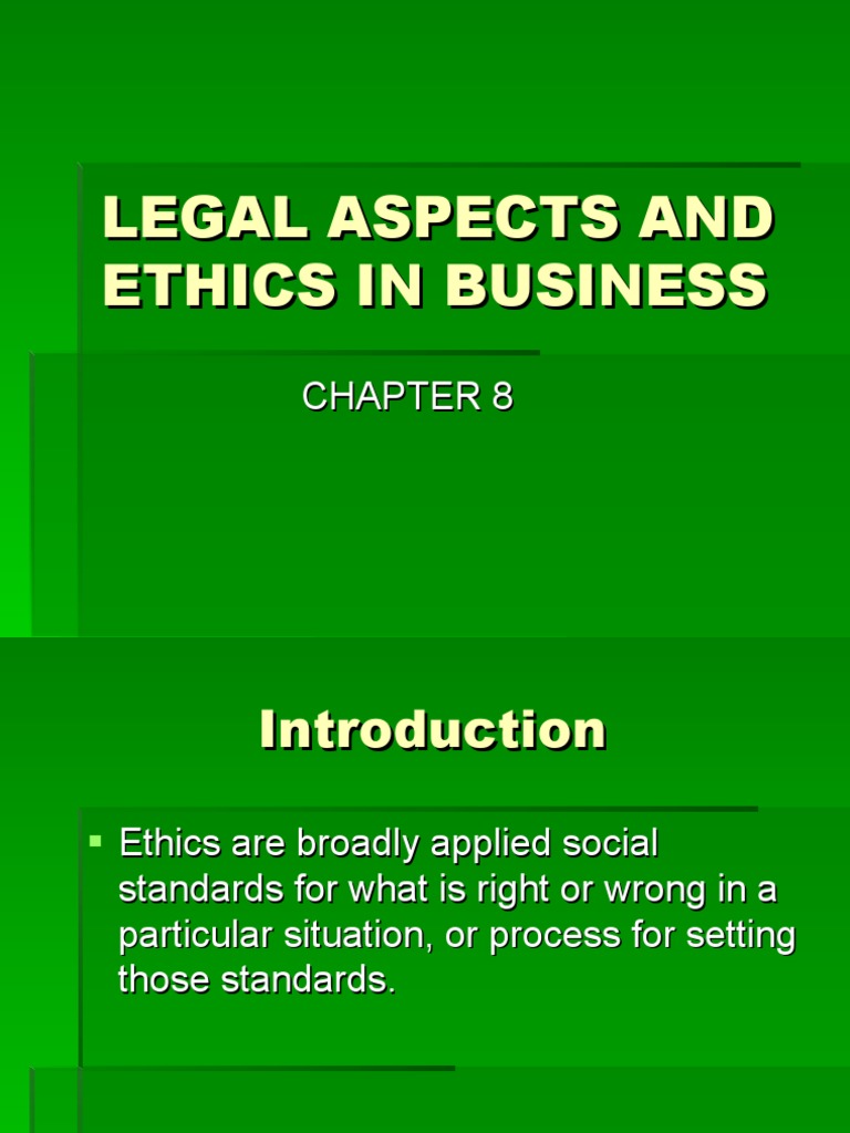 Legal Aspects and Ethics in Business | PDF | Entrepreneurship ...