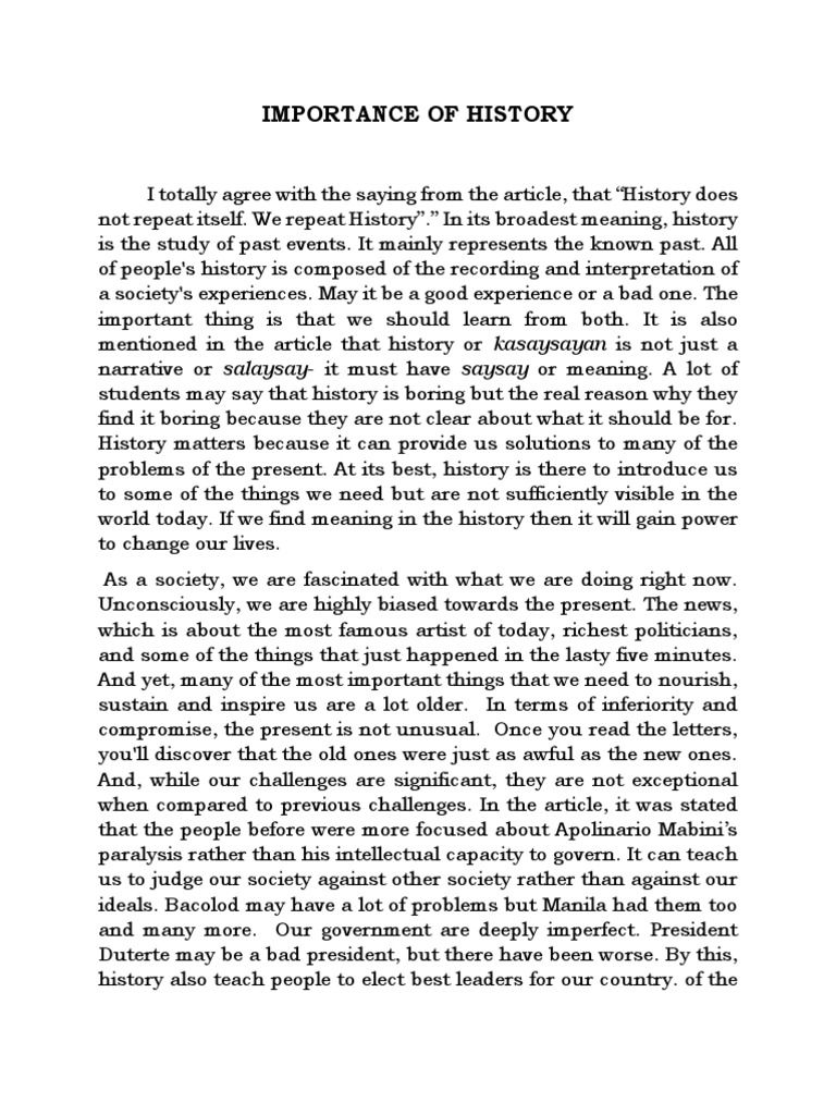 Importance of History | PDF | Cognition