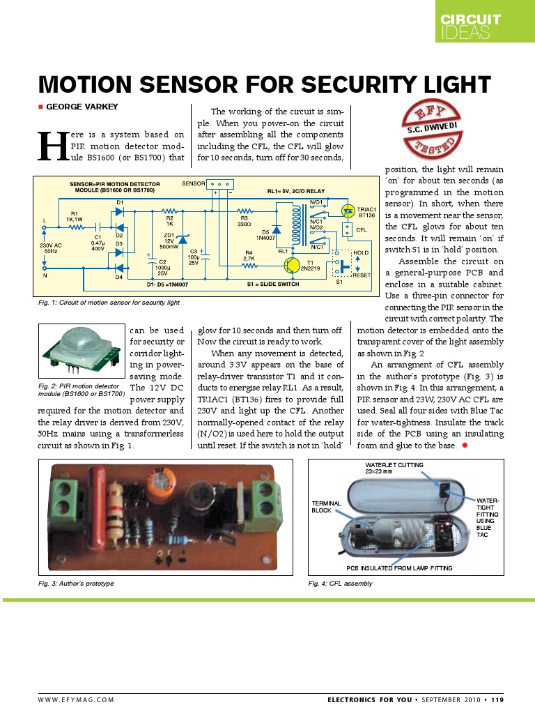 Motion Sensor | PDF | Relay | Switch