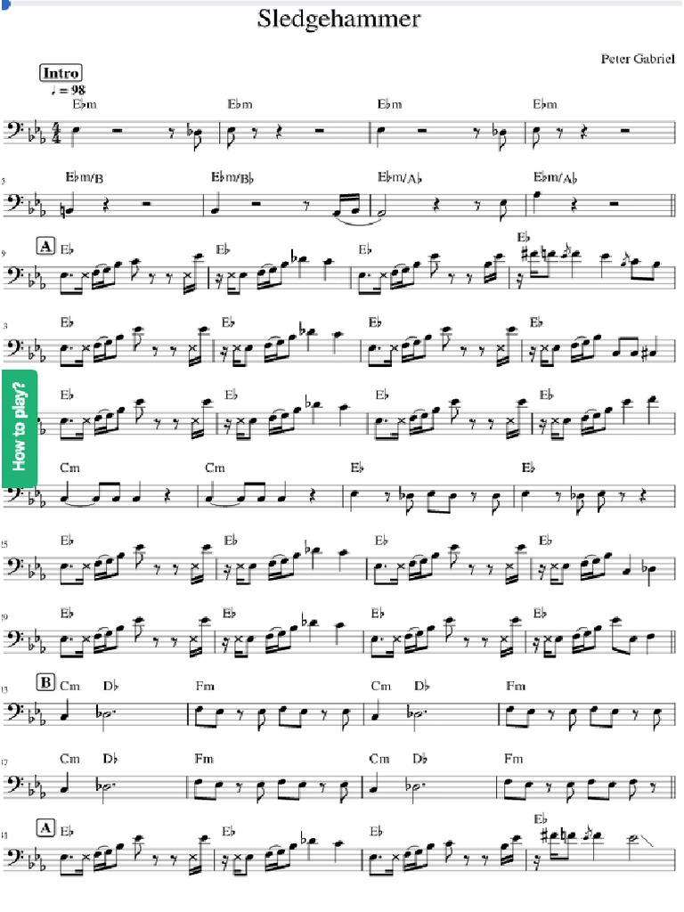 Sledge Hammer - Peter Gabriel - Bass | PDF