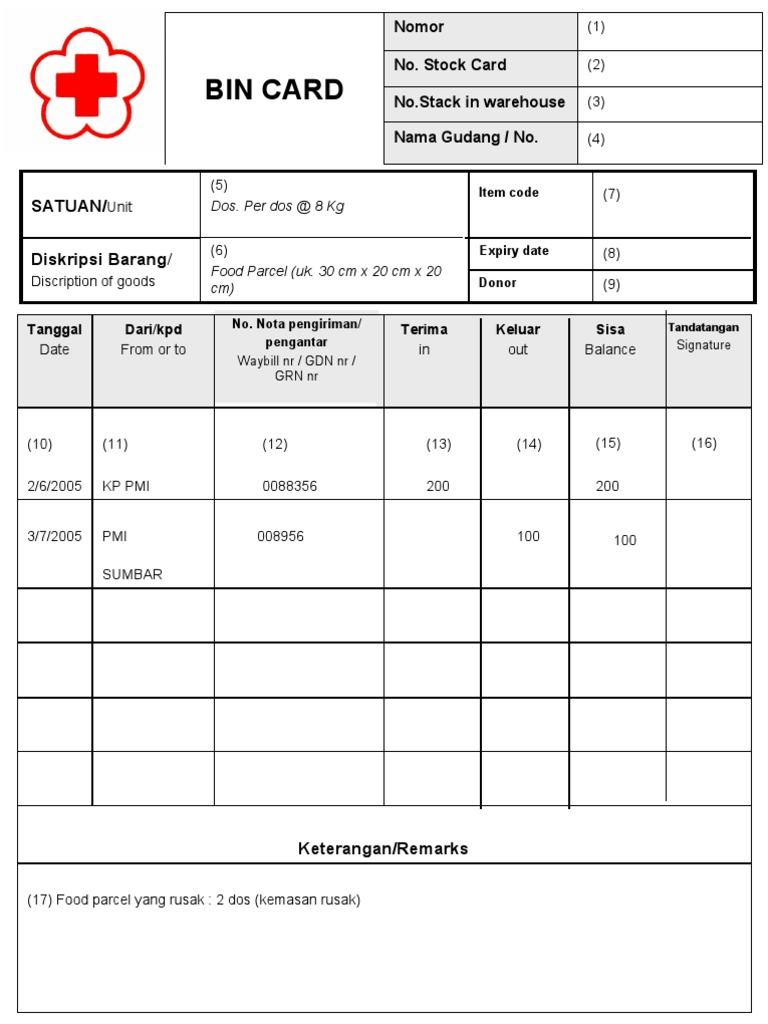 Form Bin Card - Revisi | PDF