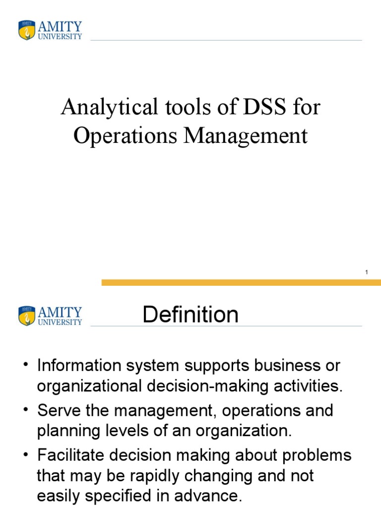 Session-2.8 - Analytical Tools For DSS For Operations Management | PDF ...