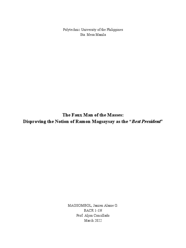 Disproving Ramon Magsaysay's Legacy | PDF | Social Science