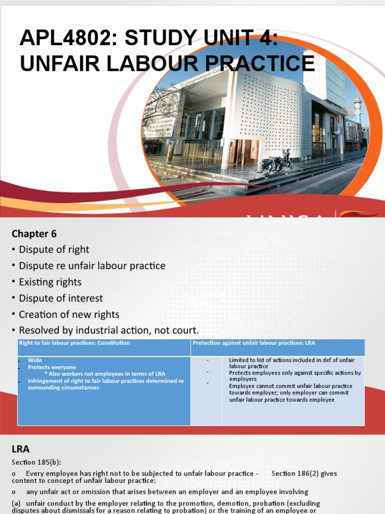 Apl4802 Study Unit 4 The Ulp 2 | PDF | Employment | Unfair Labor Practice