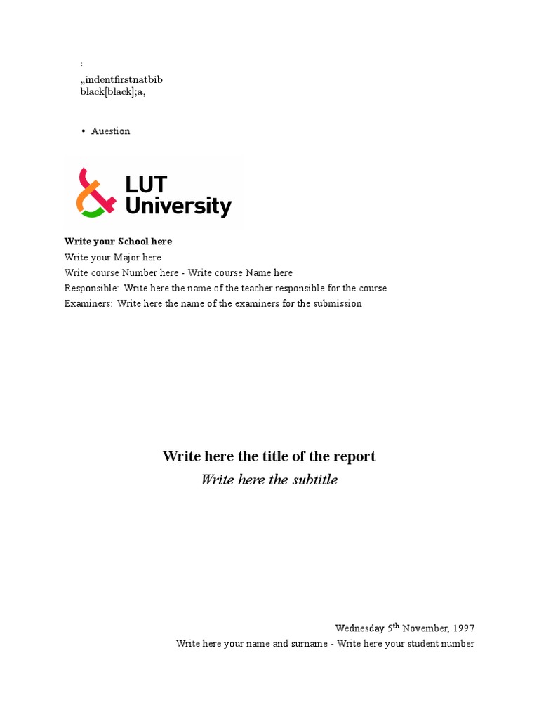 LUT Reporting Template | PDF