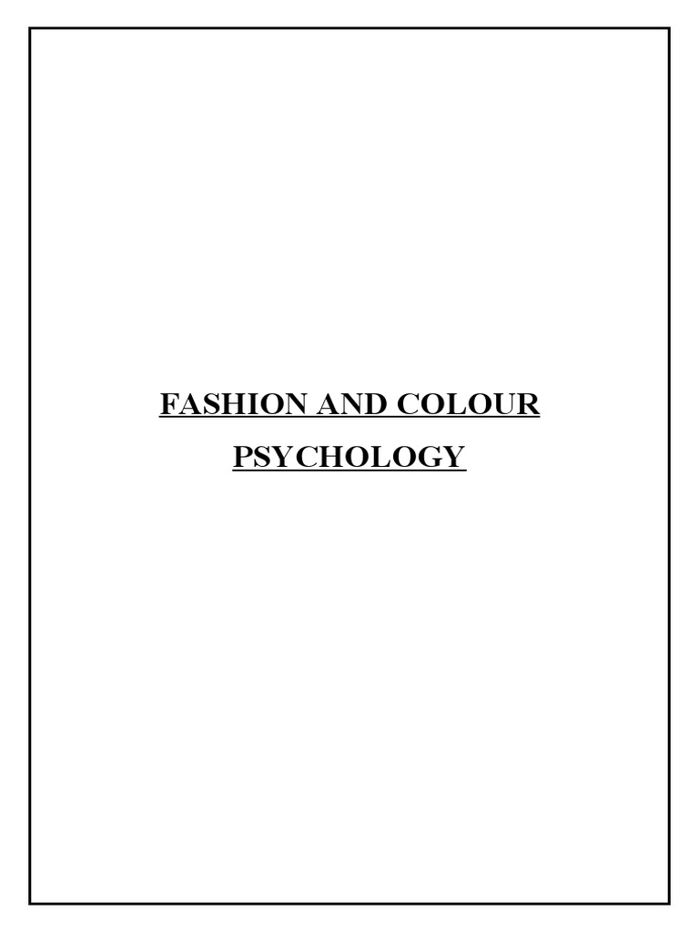 Fashion & Colour - Psychology | PDF