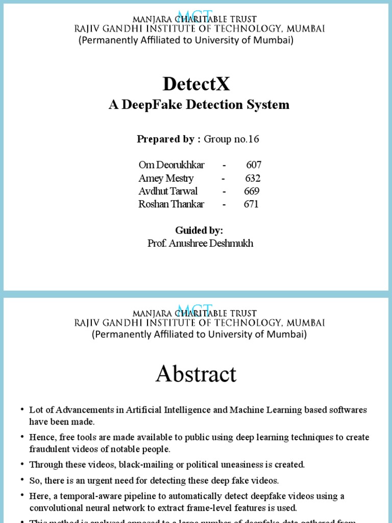 Detectx: A Deepfake Detection System | PDF | Deep Learning | Computer ...