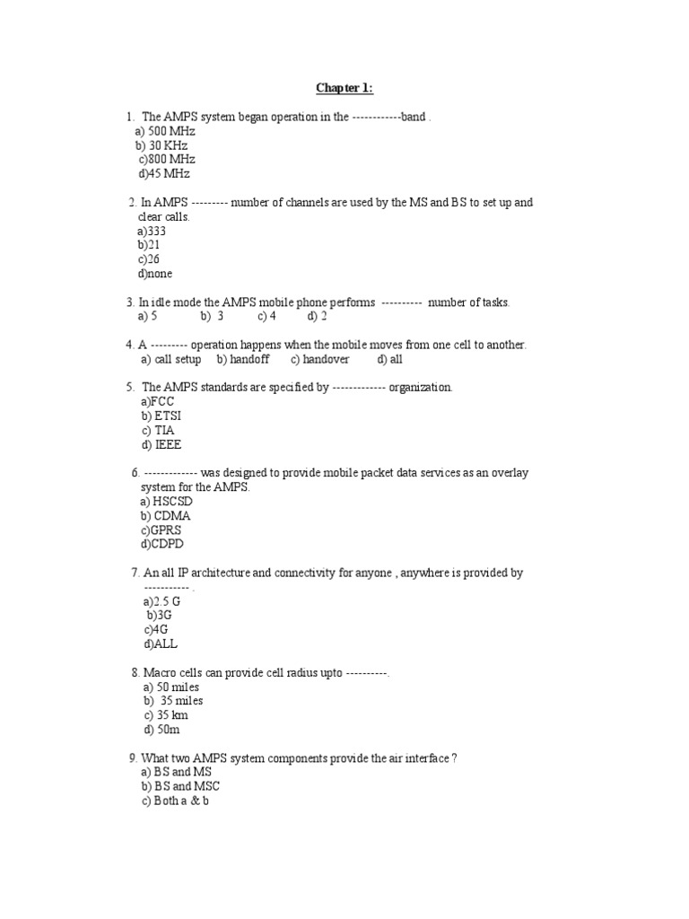 AMPS Cellular System Overview and Functions | PDF | General Packet ...