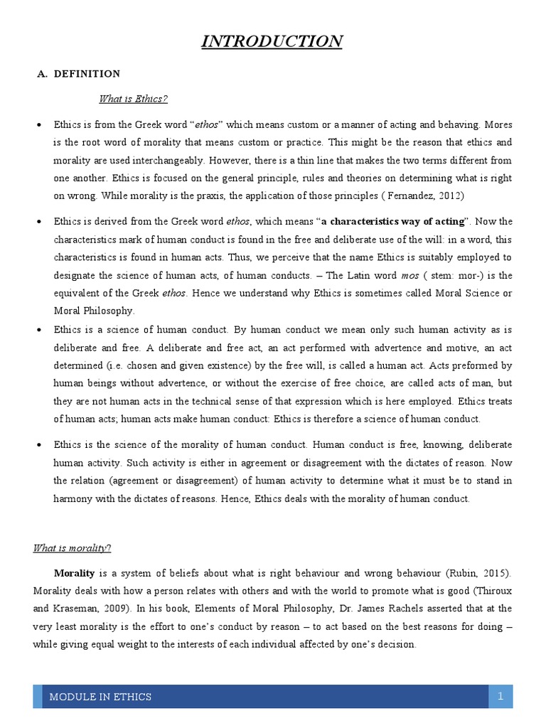 Module in Ethics Long | PDF | Morality | Conscience