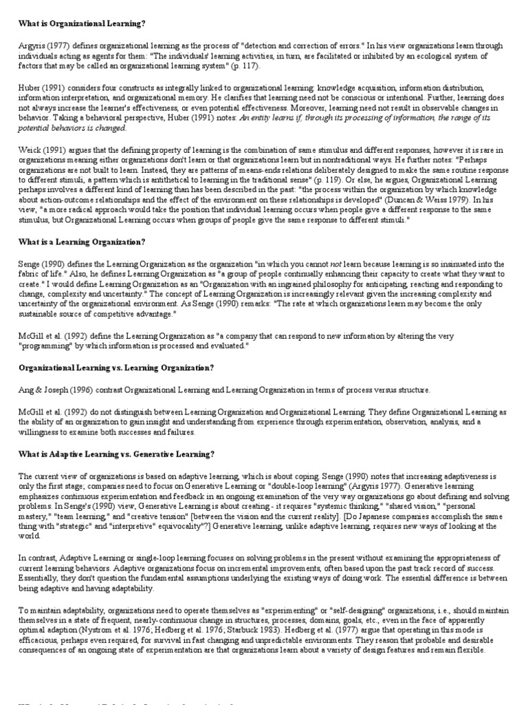 What Is Organizational Learning | PDF | Learning | Information
