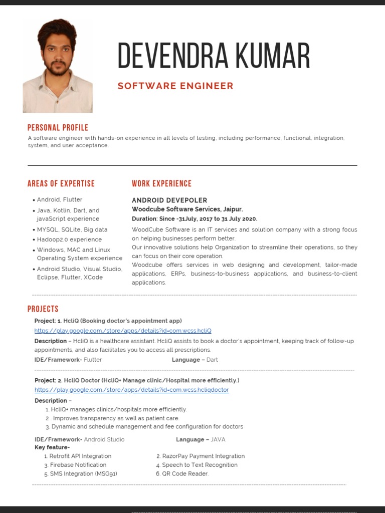 Devendra Kumar's Resume | PDF | Android (Operating System) | Mobile App