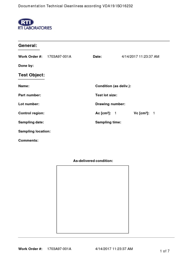 Sample Cleanliness Report | PDF | Optics | Natural Philosophy