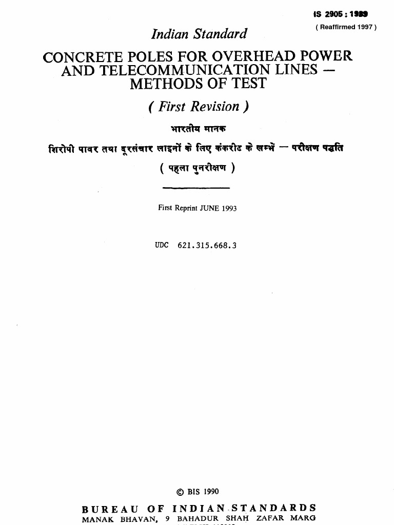 Concrete Poles For Overhead Power and Telecommunication Lines - Methods ...