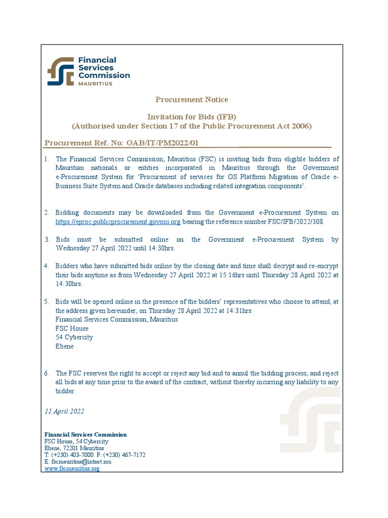 FSC Procurement Notice | PDF