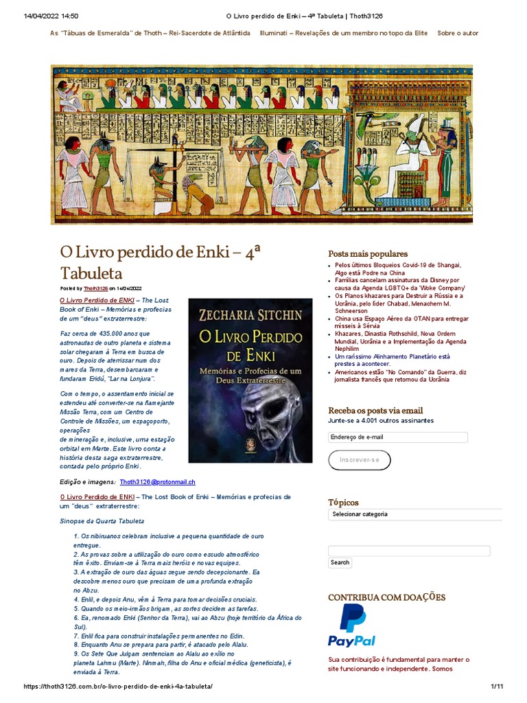 O Livro Perdido de Enki - 4 Tabuleta - Thoth3126 | PDF | Marte | Planetas