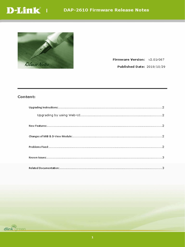 DAP-2610 Firmware Release Note For v2.01 | PDF | Internet & Web | World ...