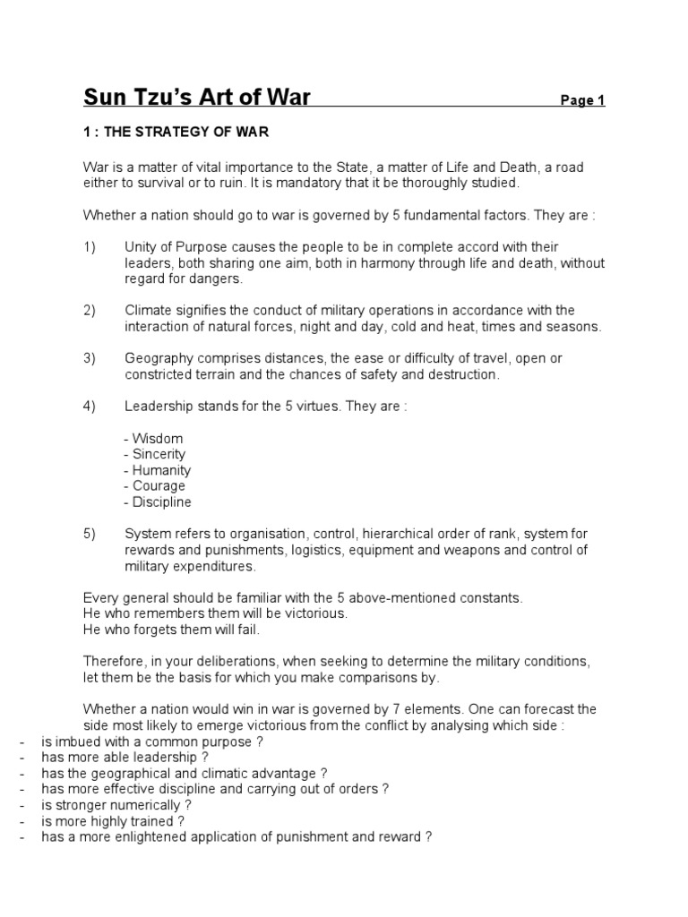 Sun Tzu's Art of War | PDF | Siege | The Art Of War