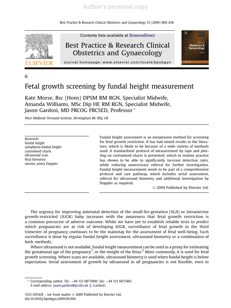 Fundal Height Measurement for Fetal Growth | PDF | Medical Ultrasound ...