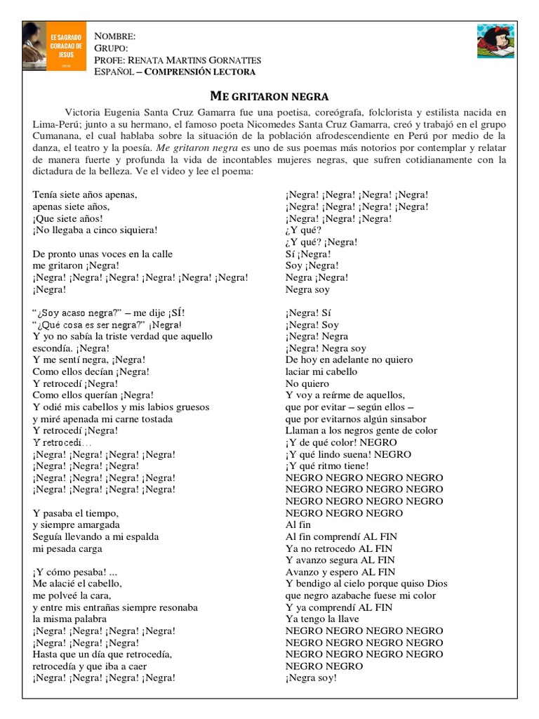 Poema "Me gritaron negra" de Santa Cruz | PDF | Poesía