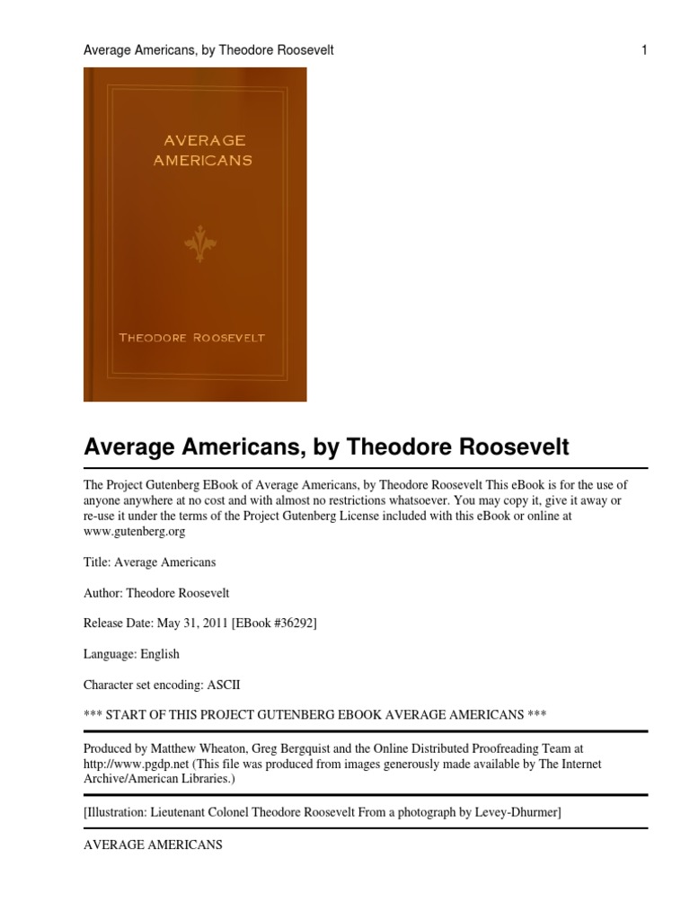 Average Americans - Theodore Roosevelt | PDF | Project Gutenberg | Regiment