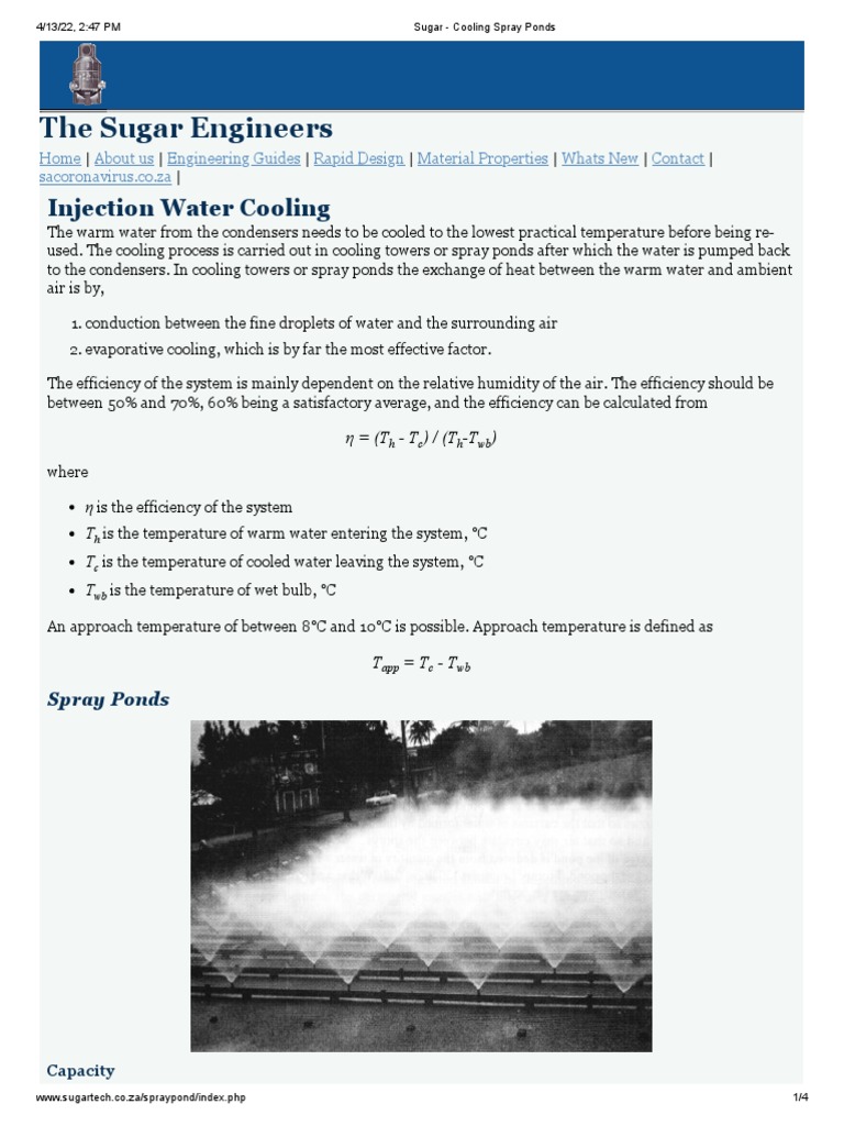Injection Water Cooling - Cooling Spray Ponds | PDF | Water | Applied ...
