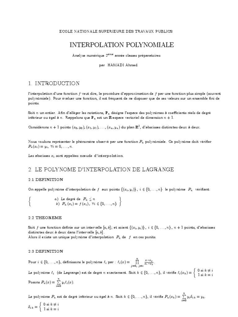 3 Cours Interpolation Polynomiale | PDF