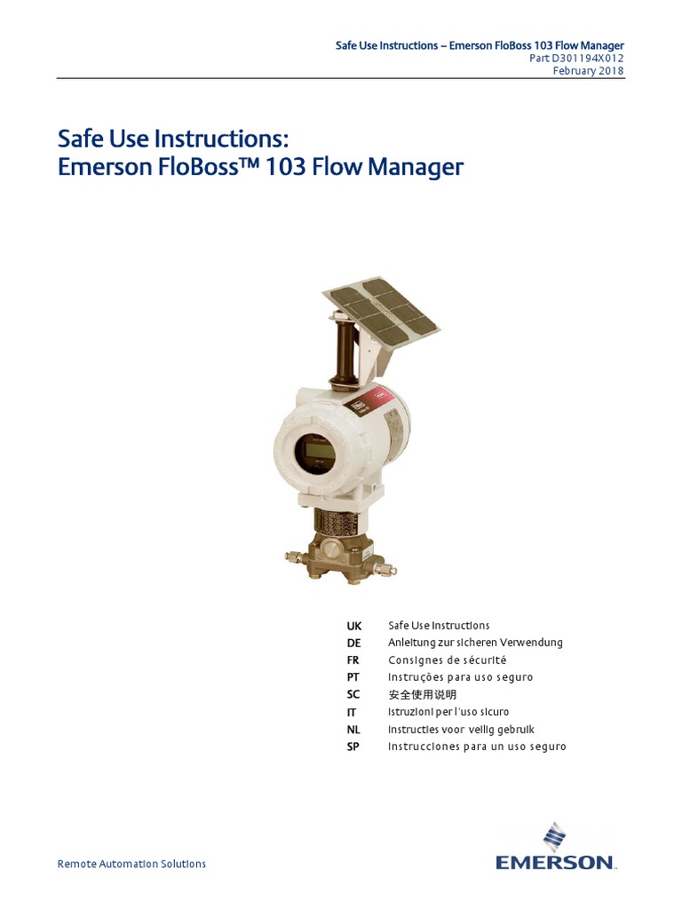 Safe Use Instructions Floboss 103 Flow Manager Safe Use Instructions en ...